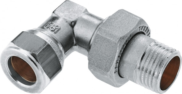 Bonfix knelkoppeling - Radiatorkoppeling haaks met buitendraad - 1/2” x 15mm - Vertint Messing ...